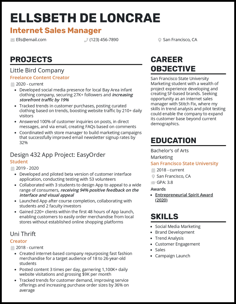 3 Internet Sales Manager Resume Examples for 2023